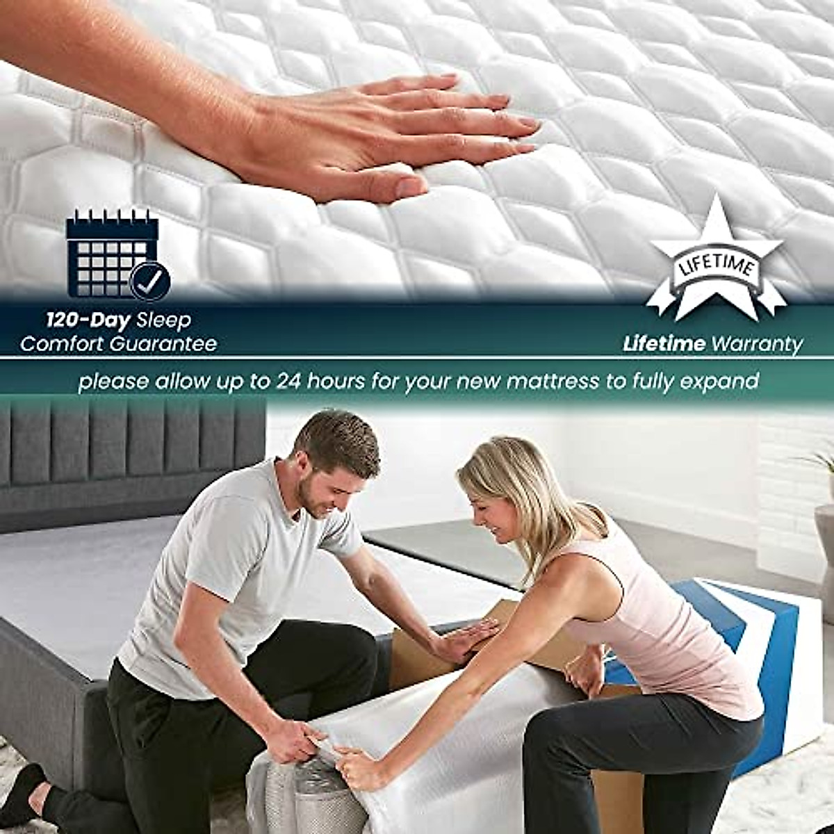 12" DreamZone Cooling Hybrid, Ultra-High Density Gel Memory Foam, Breathable, Okeo-Tex & CertiPUR US Certified Materials/Bed in A Box/Full-Size Mattress by Hope