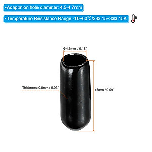 PATIKIL 4.5MM Vinyl Rubber End Caps, 120 Pack Flexible Bolt Screw Covers Caps Round Thread Protector Caps for Metal Tubing Rod Bolts, Black