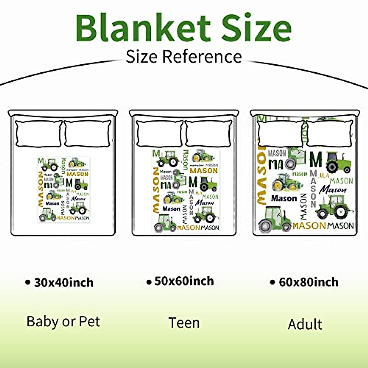 Custom Tractor Blanket with Name for Boys Girls Kids, Personalized Name Blanket Trucks, Soft Flannel Blankets Customized Gift for Children Day Birthday Christmas-40 x50