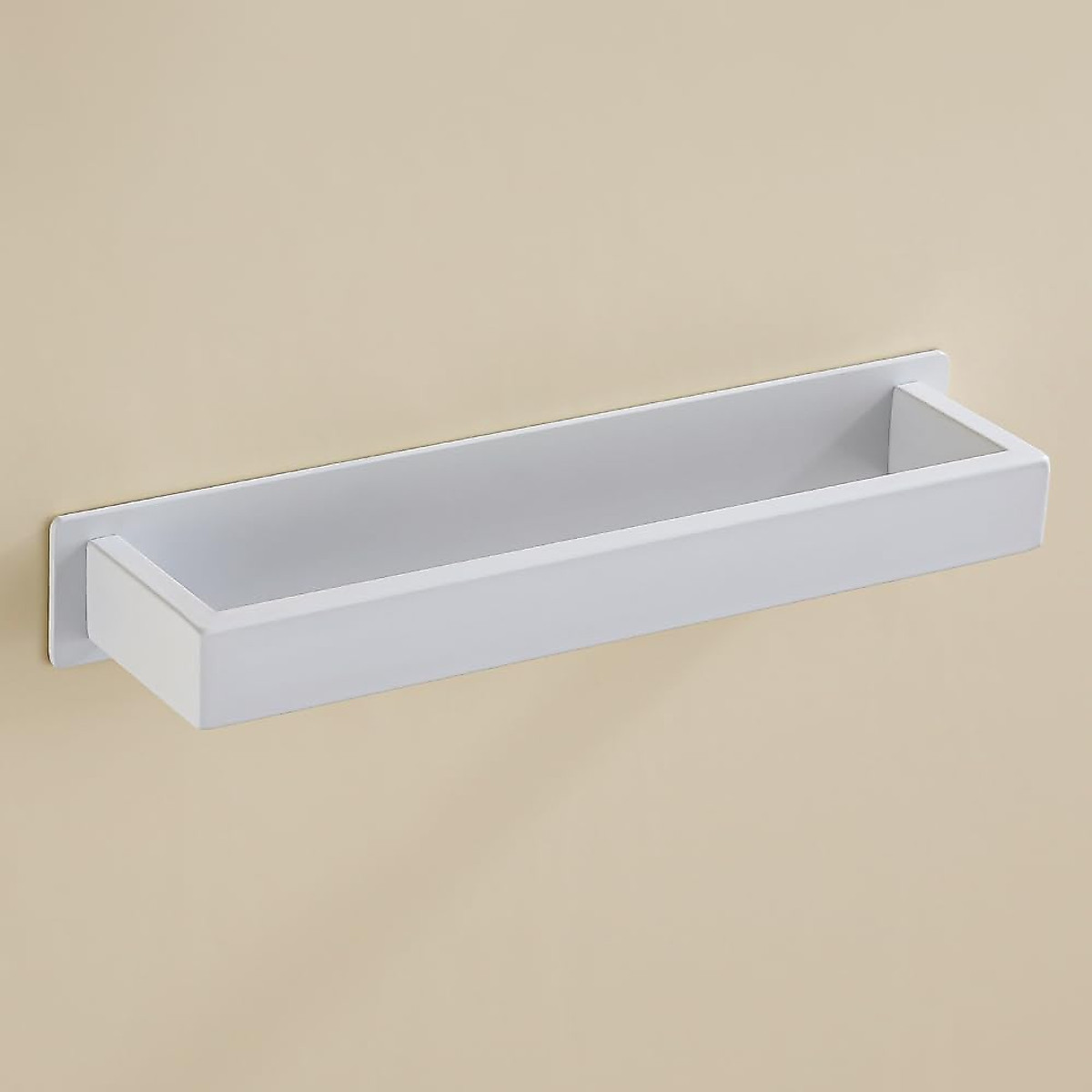 White Bathroom Adhesive Towel Holder Stainless Steel 304 Square Towel Bar Wall Mounted Kitchen Towel Rack 40cm