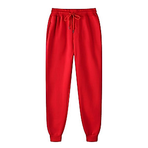 Lastesso Womens Clearance Clothing Women's Baggy Sweatpants Casual Size Elastic Waistband Cinch Bottom Joggers Pants Active Long Trousers with Pockets Prime Big Deal Days 2023 Red L