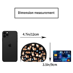 Cute Corgi Dog Canvas Small Coin Purse Pouch Change Wallet Card Holder with Zipper for Women Girls Gift