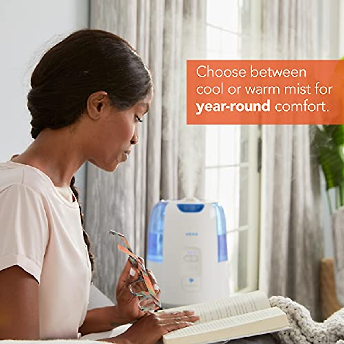 Vicks Dual Comfort – Cool + Warm Mist Humidifier (VWC775) – Warm and Cool Mist Humidifier with Fusion Mist Technology and Heated Medicine Cup, for Year-Round Use in Large Rooms