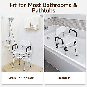 WAYES Padded Shower Chair with Arms and Back - Bariatric Shower Chair, Up to 500 Lbs, Heavy-Duty, Adjustable