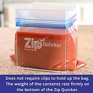 Zip Quicker Ziplock Bag Holder/Food Storage Bag Stand/Baggy Rack Holder/Hands-Free to Pour Leftovers/Filling Zip Lock Freezer Bag Stand/Bag Prep/Comes with both Gallon & Quart Sizes