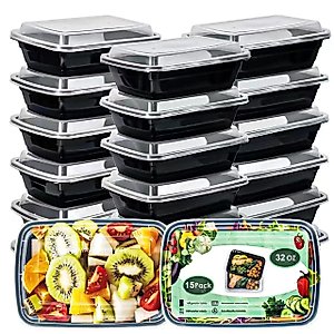 DIBOLASC Meal Prep Containers, 32oz Extra-thick Food Storage Containers with Lids, Reusable Plastic Bento Lunch Box, Disposable Bento Box, BPA Free, Microwave/Dishwasher/Freezer Safe