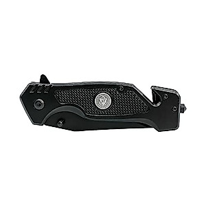 US Army Folding Elite Black Stealth Tactical Knife - Spring Assisted US Army Rescue Knife - Great Gift for the Soldier in your Life