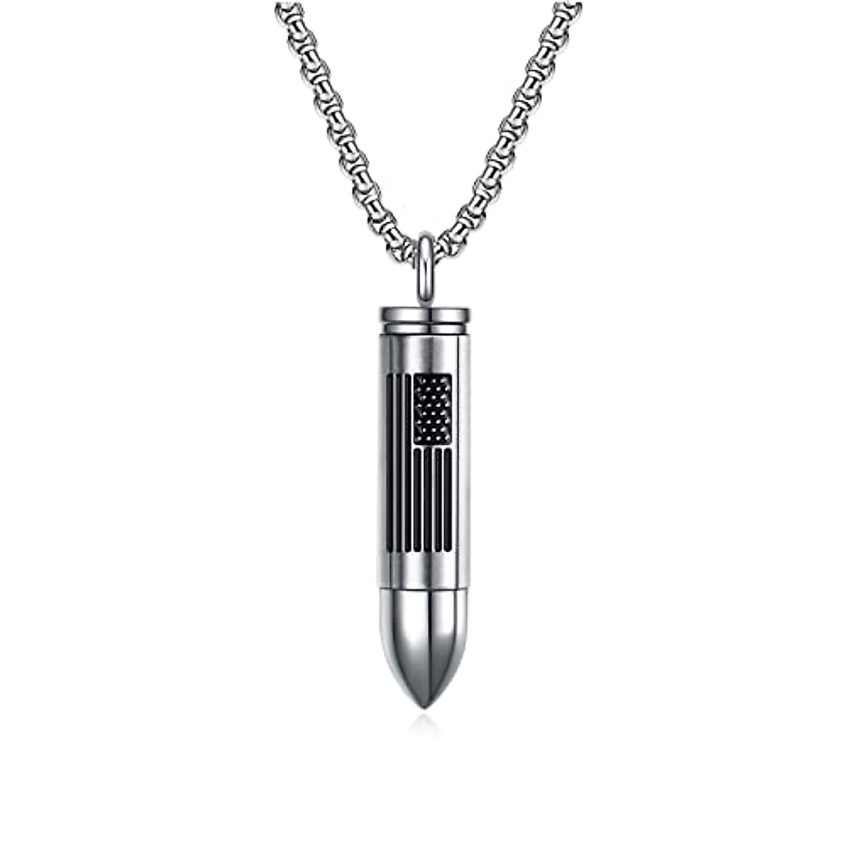 Rnivida American Flag Urn Necklaces for Ashes, Stainless Steel Urn Pendant for Human Pet  Ashes, Memorial Cremation Jewelry for Men