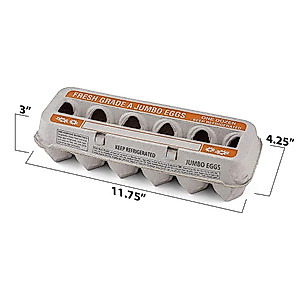 Jumbo Egg Cartons Holds 12 Eggs Printed Natural Pulp - 1 Dozen Large - Strong Sturdy Material Perfect For Storing Extra Eggs - by MT Products (15 Cartons) - Made in The USA