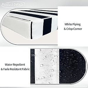 TWLEAR Outdoor Cushion Covers for Patio Furniture, Patio Cushion Covers Replacement, Water Resistant Chair Cushion Slipcovers, 24" x 24" x 4", 2 Pack, Cabana Black (Covers ONLY)