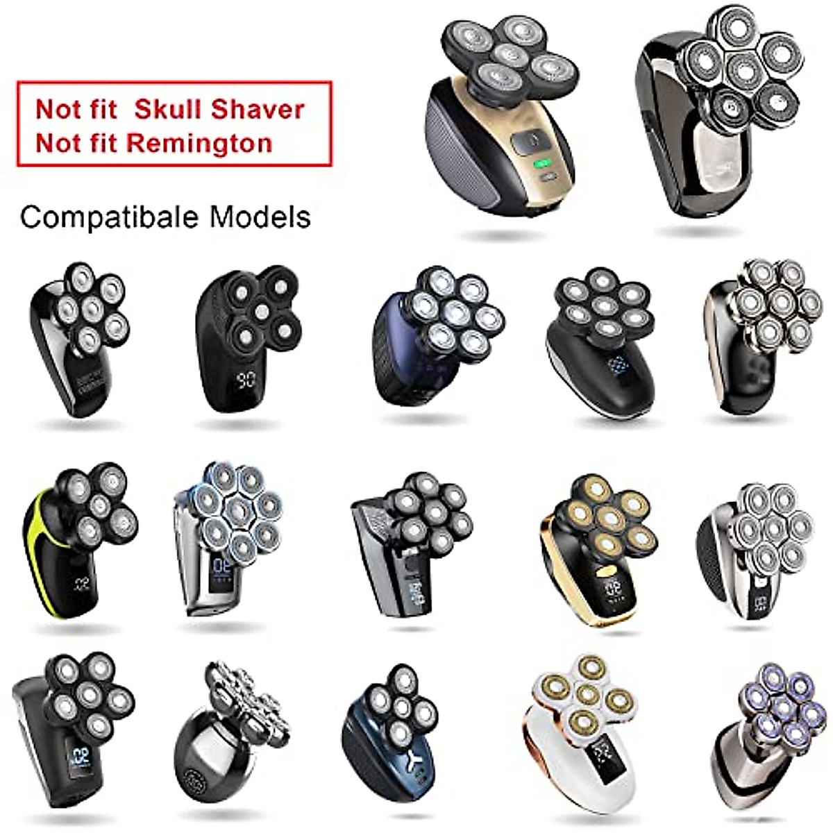 9D Blade Replacement Heads, Shaver Replacement Blades, Head Shavers for Bald Men, Shaver Head Replacement, Stainless Steel Rotary Blades for Electric Head Razor