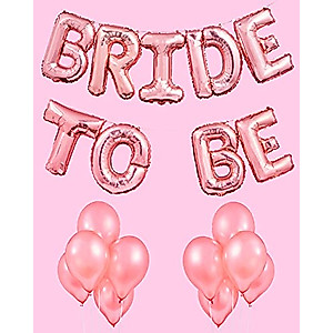 xo, Fetti Bachelorette Party Decorations - Bride to Be Balloon Kit - Rose Gold - 16" BRIDE TO BE Foil Balloons + 10 Rose Gold Latex Balloons - Bridal Shower Supplies