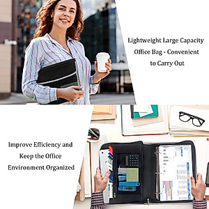 Jacng Accordion File Organizer Business Organizer Binder Accordion with Zipper Multi Pocket Folder for Office Supplies