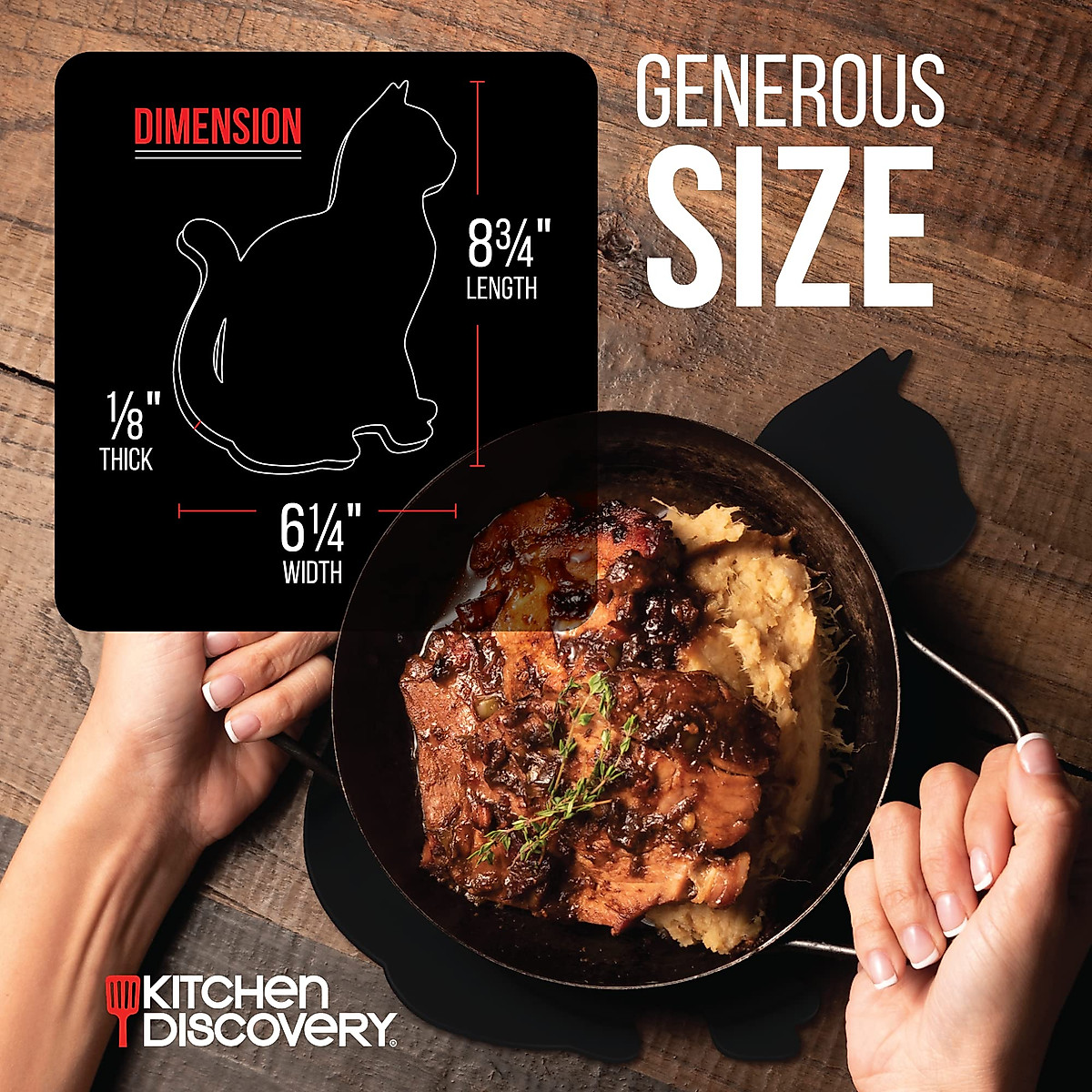 Silicone Cat Trivet – Kitchen Discovery – Protects Tables and Counters from Heat and Moisture. Fun for Those Who Love Cat Kitchen Accessories