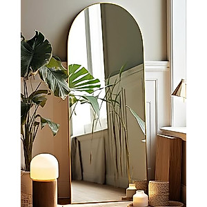 AyeWish Arched Mirror - 64"21", Aluminum Frame - Gold, Floor Standing or Wall Mounted