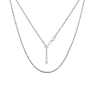 Sterling Silver 1.7MM Adjustable Sparkle Roc Chain Necklace - Thin Adjustable Necklace in 2 colors (silver)