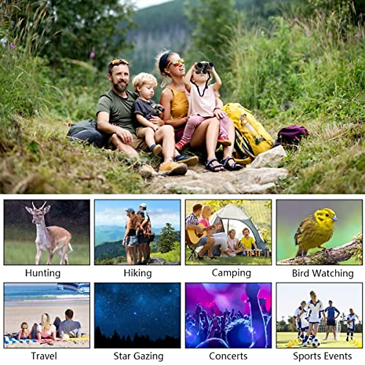 OuYteu Binoculars 122x1000 Compact with Clear Low Light Vision, Large Eyepiece Binocular for Adults Kids,High Power Easy Focus Binoculars for Bird Watching,Outdoor Hunting,Travel,Sightseeing