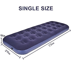 RAPTAVIS Single Size Air Mattress Inflatable Bed, Blow Up Mattress Camping Sleeping Pad