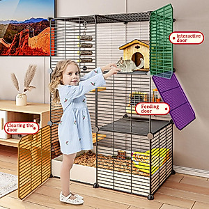 Rat Cage, Guinea Pig Cages, Chinchilla Cage Pet Cages Small Animal Playpen for Indoor Outdoor Use, Expandable Small Animal Playpen Indoor Rabbit Hedgehog Chinchilla Cage Diy Metal Grids ( Size : 5pcs-