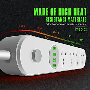 FANLIDE Universal Power Strip with USB Ports, 4 Outlets 4 Smart USB (5V 3.4A 17W), 6.5ft Power Cord, 2500W Circuit Breaker, Child Safe Door, for Cruise Ship,Dorm Room Multi Plug Extender