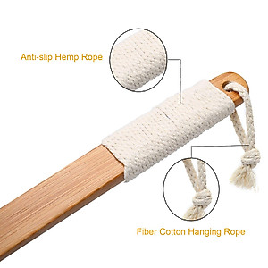 Leotruny 100% Natural Exfoliating Loofah with Long Wooden Handle Shower Back Brush (Off-White (1 Pack))