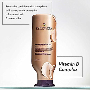 Pureology Nanoworks Gold Conditioner | For Very Dry, Color-Treated Hair | Restores & Strengthens Hair | Sulfate-Free | Vegan | Updated Packaging | 9 Fl. Oz. |