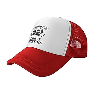 I'd Rather Be Ghost Hunting Mesh Hat Baseball Cap for Men Women Funny Trucker Hat Red