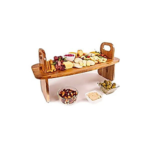 Wooden Serving Tray, 3 in 1 Ideal for Dinner Parties, Dining Table or Picnics, Special for Gift!
