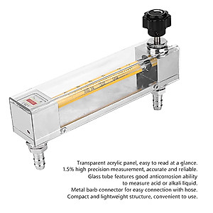 Garosa Liquid Flowmeter LZB-3 Glass Tube Flow Meter Water Flow Meter for Acid Alkaline Liquid Metal Barbed Connector Tool Flowmeter Instrument (10-100mL/min)