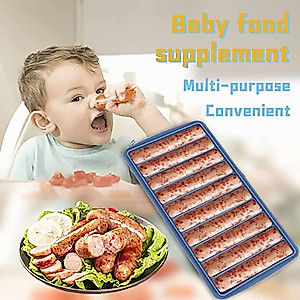 LessMo 3 PCS Ice Cube Tray, Long Ice Stick Tray Silicone with Lid, Rectangular Narrow Stick, Reusable, Flexible, Easy Release, for Small Mouth Sport Bottles, Juice Bottles, Cocktail Parties