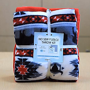 Buffalo Tribal Anti-Pill Premium No-Sew Throw Fleece Fabric Kit (72x60)
