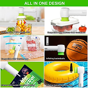 Electric Mason Jar Vacuum Sealer, 6 in 1 Vacuum Sealer Kit for Jars Compatible with Vacuum Bag/Vacuum Seal Containers, Wide Mouth and Regular Mouth Canning Lid Machine for Food Storage