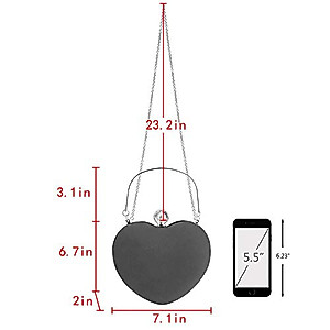 Sun Kea Women Heart Shaped Handbag Mini Clutch Chain Purse Chic Shoulder Bag Evening Tote (A-Black)