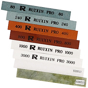 8Pcs Knife Sharpening Stones for RUIXIN Pro RX-008 Knife Sharpener Fixed-angle kit, Professional Whetstone Set Grindstone Polishing Stone without Base 80/240/400/800/1000/3000/6000/10000 Grit