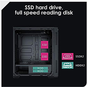 Apevia Aura-S-PK Mid Tower Gaming Case with 2 x Full-Size Tempered Glass Panel, Top USB3.0/USB2.0/Audio Ports, 4 x RGB Fans, Pink Frame