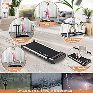 Elseluck Walking Pad, Under Desk Treadmill for Home Office, 2 in 1 Portable Walking Treadmill with Remote Control, Walking Jogging Machine in LED Display