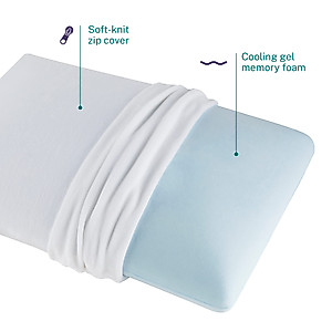 Sleep Innovations Classic Memory Foam Pillow, Standard Size, Head and Neck Alignment, Side, Stomach, and Back Sleepers, Medium Support