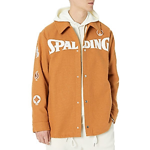 Spalding X UNKNWN Men's Heritage Coaches Snap Jacket, Meerkat, Small