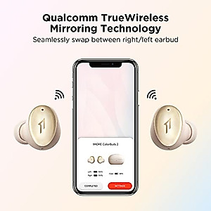1MORE ColorBuds2 Active Noise Cancelling Wireless Earbuds, Bluetooth 5.2 Headphones, Sound ID, Dual Mode Noise Cancelling, CVC 8.0 for Clear Calls, Fast & Wireless Charging, IPX5, Gold