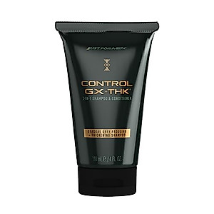 Just for Men Control GX + THK Grey Reducing and Thickening 2-in-1 Shampoo & Conditioner with Alpha Keratin, Thickens Hair Up to 20%, Works with Every Hair Texture, 4 oz (Pack of 1)