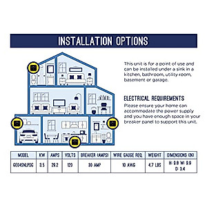 GE APPLIANCES 3.5 kW 120v Tankless Water Heater | Electric Water Heater with Digital Temperature Control | 3500 Watts | 0.7 Gallons per Minute, Diamond Gray (GE04SNLPDG)