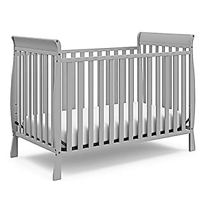 Storkcraft Maxwell Convertible Crib (Pebble Gray) – GREENGUARD Gold Certified, Converts to Toddler Bed and Daybed, Fits Standard Full-Size Crib Mattress, Classic Crib with Traditional Sleigh Design