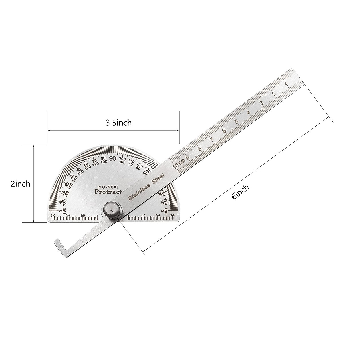 LYFJXX Angle Protractor,Stainless Steel Angle Ruler Finder 0-180 Degrees,10 cm Woodworking Ruler, Angle Measure Tool, Angle Finder Ruler, Craftsman Angle Measure Tool