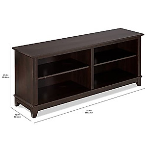 ROCKPOINT 58inch TV Stand Media Console for TV’s up to 65 Inches, Home Living Room Storage Console, Entertainment Center with 4 Open Storage Shelves, Modern TV Console Table (Mahogany Brown)