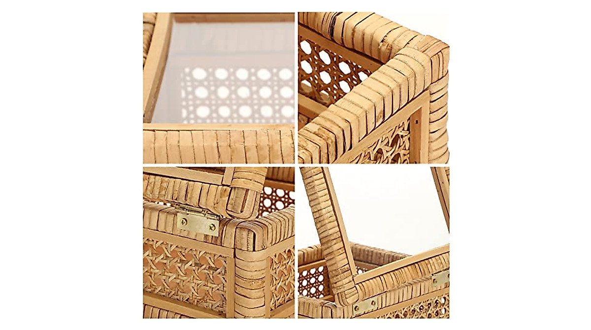 Amyhill Boho Rattan Decorative Storage Boxes Set of 2