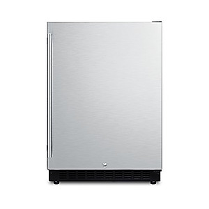 Summit AL54 ADA Height 24" Built-In Undercounter Refrigerator with Glass Shelves and Door Storage, Stainless Steel/Black