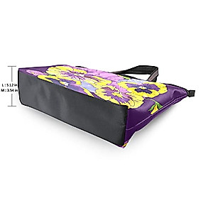 Pansies Florals Tote Bag Aesthetic, Large Capacity Zipper Women Grocery Bags Purse for Daily Life 2 Sizes