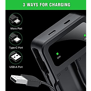 Mocagen Rechargeable Battery Pack for Xbox One/Xbox Series X|S Controller Battery, 2 X 2550mAh One S/Xbox X/Xbox Elite Batteries, 2 Pack-Green (Q08S-MG-US)