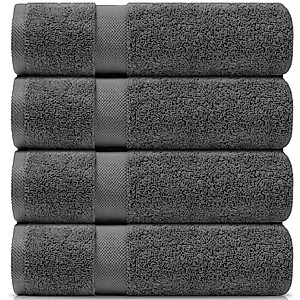 Wealuxe Charcoal Bath Towels Set of 4, Cotton Body Towel for Hotel, Gym, Spa, Soft Extra Absorbent Quick Dry Towels for Bathroom 27x52 Inch