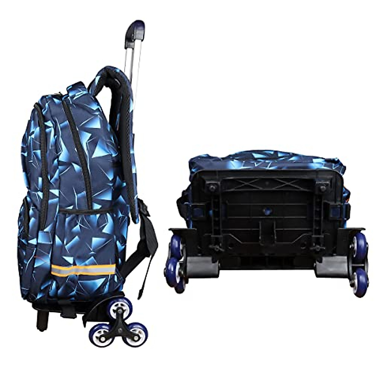 VILINKOU Rolling Backpack with Wheels Trolley Bag Wheeled Backpack for Boy and Girl, Backpack on Wheels for School, Travel (Blue Geometry)